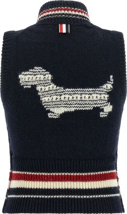 Thom Browne Striped Wool-Blend Knit Tank Top - Blue