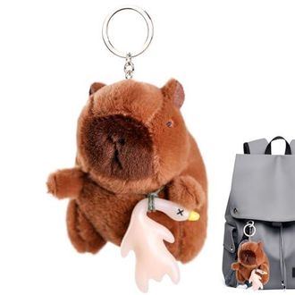 Generico Porte-clés Capibara en peluche | Jouet en peluche Capibara, ornement amusant pour sacs à dos filles, cadeau scolaire, Saint-Valentin, Pâques, Noël, Ca