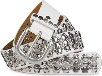 styleBREAKER Ceinture élégante au design vintage avec des rivets et des strass, ajustable, femme 03010052, couleur:Blanc, taille:110cm