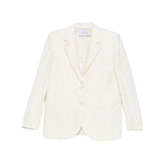 Harris Wharf London Textured Cotton Blend Blazer - - Jackets - Damen - Wei&szlig; - S