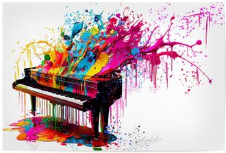 artboxONE Poster 30x20 cm Abstrakt Buntes Klavier hochwertiger Design Kunstdruck - Bild bunt Klavier Mehrfarbig