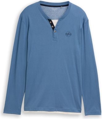 Tom Tailor Herren 1048628 Longsleeve Serafino, 10980-Faded Uniform Blue, L