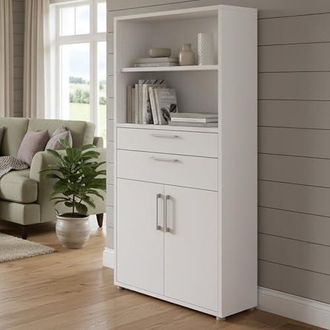 Dmora Kommode Ludivine, Wohnzimmerbuffet, Wohnzimmer-Sideboard, Moderne K&uuml;chen-Speisekammer, 89x40 h186 cm, Wei&szlig;