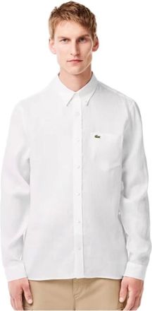 Lacoste Homme, Chemises, Blanc, Taille: 4XL Chemise en Lin Croco