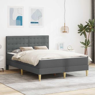 vidaXL Vidaxl Struttura Letto Con Materasso Grigio Scuro 140 X 190 Cm Tessuto