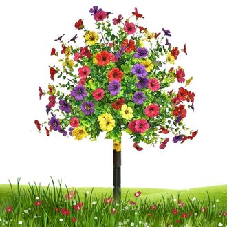 Generico K&uuml;nstliche Pflanze mit, Gartendekoration, Kunstpflanzen f&uuml;r den Au&szlig;enbereich, Violette und Erdspie&szlig;, realistische Violette Pflanzen, UV-best&auml;ndig, mit