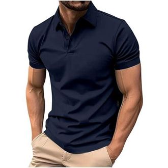 Generic Chemise d&eacute;t&eacute; d&eacute;contract&eacute;e &agrave; manches courtes pour homme, col rabattable, couleur unie, confortable, l&eacute;g&egrave;re, respirante, haut de golf dentra&icirc;nement en p
