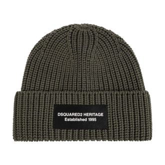 Dsquared2 Beanie mit Logo-Patch - - Accessories - Herren - Gr&uuml;n - ONE SIZE