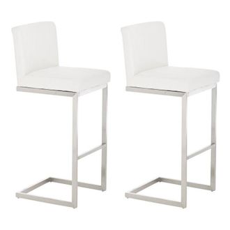 Clp Ensemble de 2 tabourets de bar Paros en similicuir Blanc