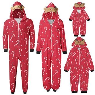 Generic Pyjamas de Noël Famille Combinaison 1 Pièce Vêtement de Nuit pour Mère Père Enfant Bébé Onesie Jumpsuit Romper Zippée Grenouillère Couples Assorti à C