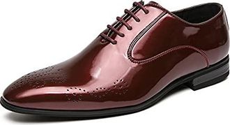 Generic Chaussures habill&eacute;es for Hommes, &agrave; Lacets, Richelieu, Bout carr&eacute;, en Cuir PU, r&eacute;sistantes, antid&eacute;rapantes, for Mariage(Rouge,42 EU)