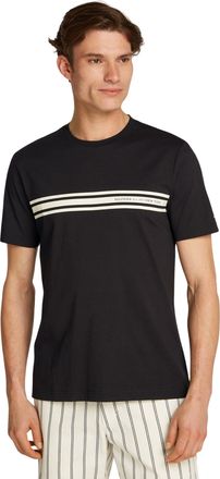 Tommy Hilfiger Herren T-Shirt Kurzarm Central Chest Stripe Baumwolle, Schwarz (Black), 3XL
