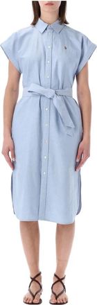 Polo Ralph Lauren Femme, Robes, Bleu, Taille: 38 FR Oxford Shirt Mini Dress