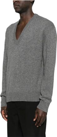 Jil Sander Homme, Pulls, Gris, Taille: M Pull en cachemire &agrave; col en V