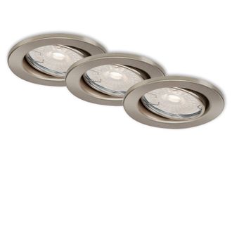 Briloner Leuchten - LED Einbauleuchten, 3er Set, Deckenlampen dimmbar, LED-Modul schwenkbar, 3x GU10, je 5,5 Watt, je 460 Lumen, 3.000 Kelvin, IP23, Matt-Nicke