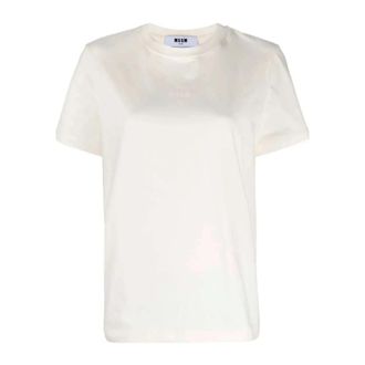 Msgm Cotton Jersey Logo Box T-Shirt - - Tops - Damen - Wei&szlig; - M