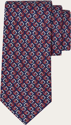 Ferragamo Herren Seidenkrawatte mit Good-Luck-Print Blau