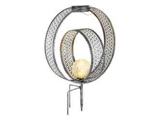 Globo Lighting Solarleuchte mit Metallstanzungen und Glaskugel, Silber Höhe 42cm