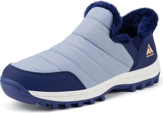 Mishansha Winterschuhe Damen Gefüttert, Rutschfest Warme Slip-on Winterstiefel für Frauen Outdoor, Blau 37 EU