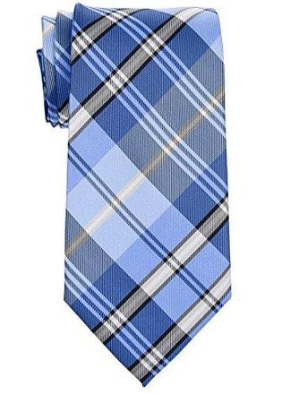 Retreez Cravate &eacute;l&eacute;gante en microfibre tiss&eacute;e &agrave; carreaux pour homme 8 cm - Bleu - Taille Unique