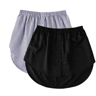 Generic 2 St&uuml;ck Hemdverl&auml;ngerung Damen, Womens Mini Underskirt Extensions Shirt Verl&auml;ngerung mit Buttons Hemd Verl&auml;ngerung Blusenrock Unterrock Hemdverl&auml;ngeru