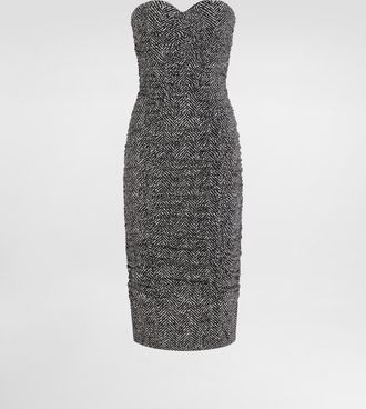 Dolce & Gabbana Kleid Aus Habotai Mit Fischgrätdruck - Frau Kleider Mehrfarbig 44