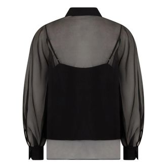 Max Mara Femme, Blouses et Chemises, Noir, Taille: 40 FR Chemisier en soie mousseline &agrave; manches longues