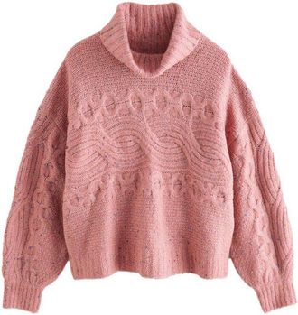 Next Rollkragenpullover Strickpullover mit Rollkragen Noppengarn Kombiteil (1-tlg)