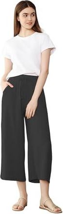 Power Flower Pantalons Capri Femme Taille Haute Pantalons Amples de D&eacute;tente avec Poches Cordon Ajustable Pantalons D&eacute;contract&eacute;s Coupe L&eacute;g&egrave;re (90036-Black,S-M)