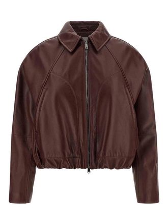 Brunello Cucinelli Blouson En Cuir - Rouge Brun