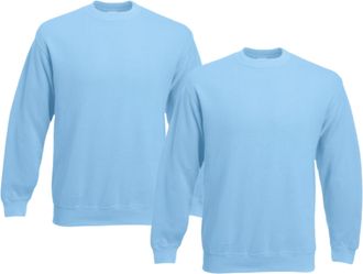 Fruit Of The Loom 2er Herren Sweatshirt Classic Set In Sweat M L XL XXL 3XL 4XL 5XL| Oeko-Tex Zertifiziert |Verschiedene Farbsets & HLKauf-Block(2X Pastellblau & 1x HLK