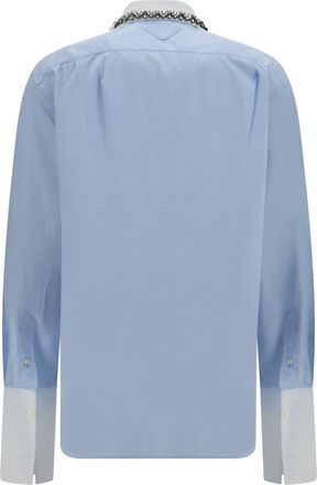 Prada Womens Jewel-Embellished Collar Shirt Astro Cotton