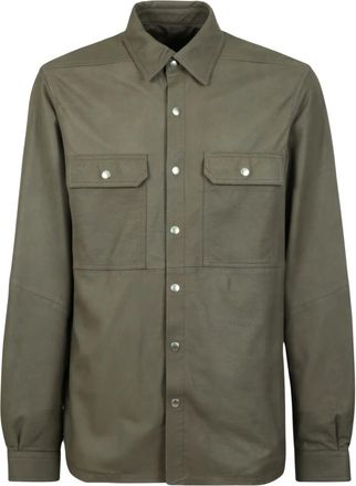 Rick Owens Homme, Chemises, Vert, Taille: M Temple Outershirt