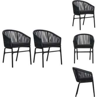 vidaXL Vidaxl - Lot de 2 chaises de jardin en rotin PE noir - Cadre en acier enduit de poudre - R&eacute;sistantes aux intemp&eacute;ries - Dimensions 58x58x78cm