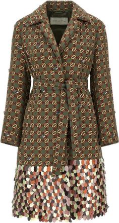 Dries Van Noten Femme, Manteaux, Multicolore, Taille: 36 FR Manteau Ceintur&eacute;