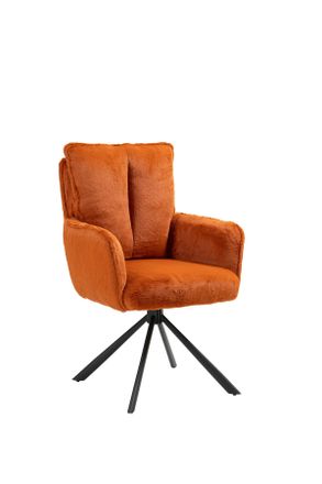 Novel Armlehnstuhl, Orange, Metall, Textil, Stativgestell, 62x95x67 cm, Stoffauswahl, Sitzfl&auml;che 180&deg; drehbar, Esszimmer, St&uuml;hle, Esszimmerst&uuml;hle, Armlehnen