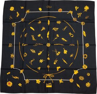 Herm&egrave;s T&uuml;cher & Schals - Hermes Classic Clips Silk Carre 90 Scarf Tuch - Gr. unisize - in Schwarz - f&uuml;r Damen