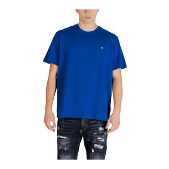 Calvin Klein Jeans Homme, Tops, Bleu, Taille: XL T-shirt en coton &agrave; manches courtes et col rond