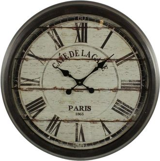 Décoration d'Autrefois Decoration D Autrefois - Grande horloge ancienne murale café de la gare - Fer - Noir - Décoration dAutrefois