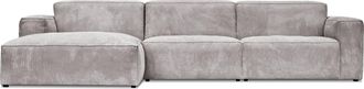 Studio Copenhagen home24 Ecksofa mit opt. Schlaffunktion Grau/Silber/Hellgrau Cordstoff Lola 345 x 75 x 170cm Longchair davorstehend links ohne Schlaffunktion Modern
