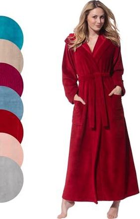 Morgenstern Peignoir Femme I Extra Long I Capuche I Robe de Chambre Pour Grandes Femmes I Rouge I X-Large