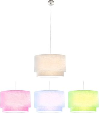 Nowa RGB LED Hängelampe Esstischleuchte rund Pendellampe beige Textil Fernbedienung Dimmer, Metall Nickel matt, 4W 470lm warmweiß, DxH 40 x 150 cm