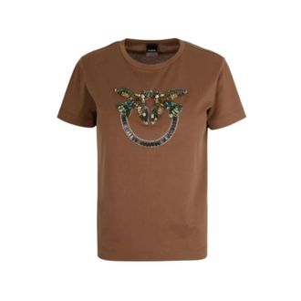 Pinko T-Shirt mit Rundhalsausschnitt - - Tops - Damen - Braun - S