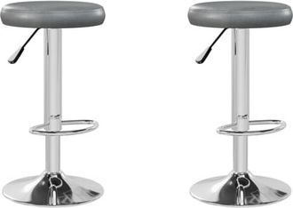 vidaXL Lot de 2 Tabourets de Bar, Chaise de Pub, Si&egrave;ge de Bistrot, Meuble de Salle &agrave; Manger Cuisine Salon Maison Int&eacute;rieur, Gris Similicuir