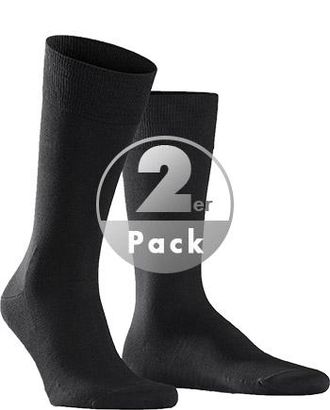 Falke Herren Socken schwarz Baumwolle unifarben