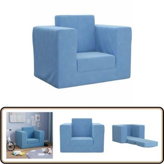 vidaXL vidaXL Canapé-lit pour enfants Bleu Peluche douce