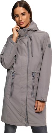 Marikoo Damen Winterjacke (XS-6XL) - Übergangsjacke, lang geschnitten, Kapuze mit Kordelzug, Warme Jacke Frauen - N017 (5XL, Grey)
