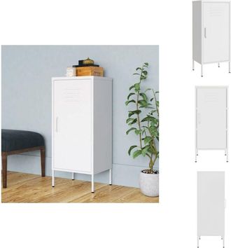 vidaXL Lagerschrank Wei&szlig; 42,5x35x101,5 cm Stahl - Schreibtischregal - Metall Regal - Stauraum - Wohnzimmer Deko - Garderobe