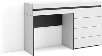 Skraut Home | Schminktisch | Frisiertisch mit Stauraum | 127x75x35 cm | mit Schublade | Kommode mit Schubladen | Moderner Stil | Weiß