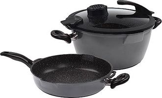 STONELINE Smell Well Future Casser&ocirc;le Po&ecirc;le et Couvercle 24 cm, avec Filtre Odeurs et Ar&ocirc;mes, Set de 4 pcs, incl. 1 Kit de recharge, Rev&ecirc;tement Antiadh&eacute;sif avec